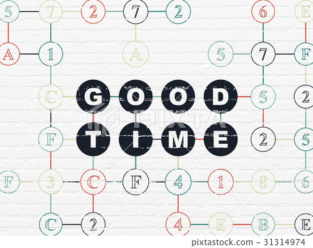 Timeline concept: Good Time on wall background - Stock Illustration ...