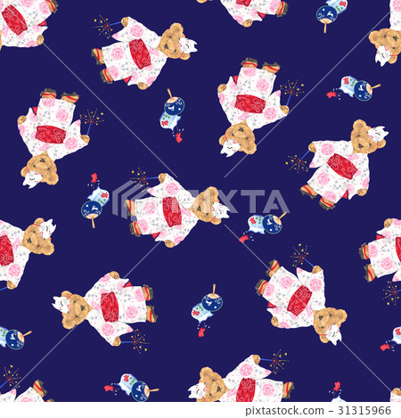 Cute bear pattern of Yukata appearance - Stock Illustration [31315966 ...