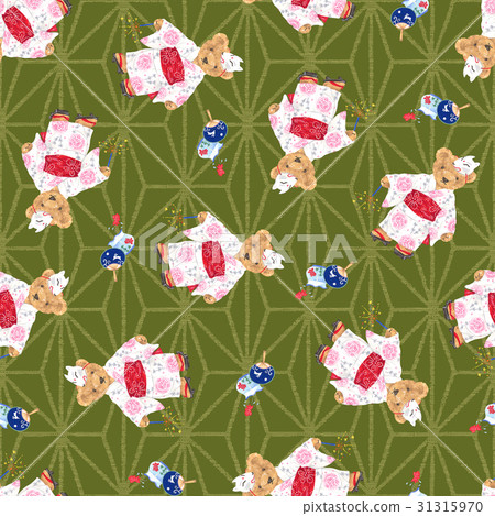 Cute bear pattern of Yukata appearance - Stock Illustration [31315970 ...