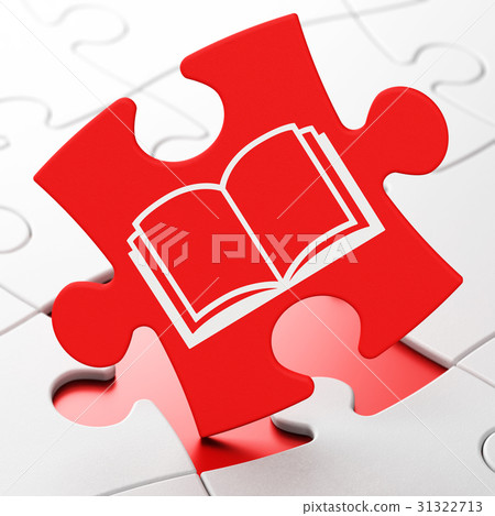 Studying concept: Book on puzzle background - Stock Illustration ...