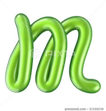 Glossy green letter M uppercase. 3D rendering - Stock Illustration ...