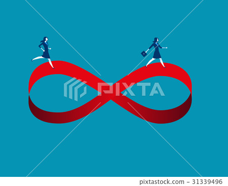 Businesswomen running on infinity symbol. - Stock Illustration ...