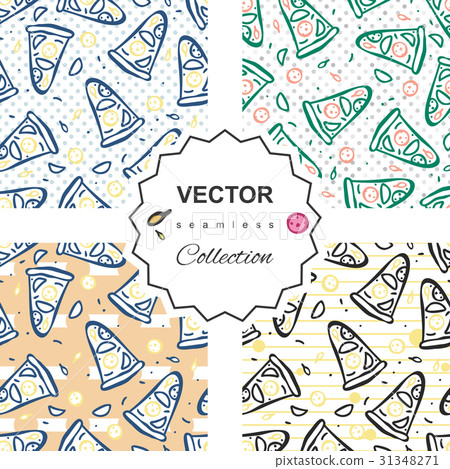 Seamless pattern with pizza - Stock Illustration [31348271] - PIXTA