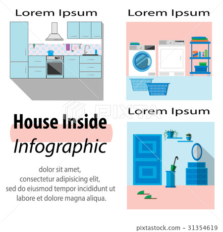 House Inside Infographic. Flat Vector Illustration - Stock Illustration ...