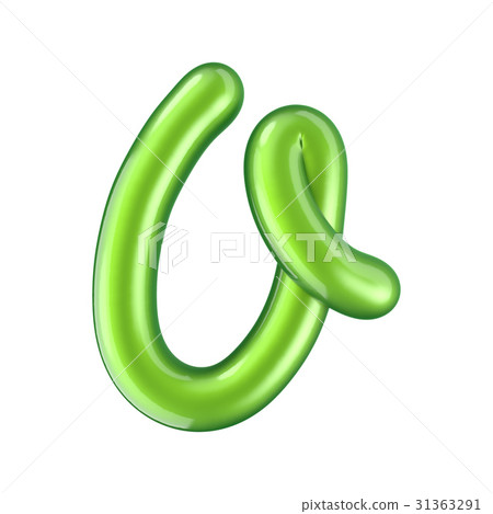 Glossy green letter O uppercase. 3D rendering - Stock Illustration ...
