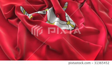 Isle of Man Flag Ruffled Beautifully Waving - Stock Illustration ...