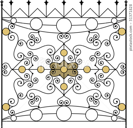Wrought Iron Gate, Door, Railing Design - Stock Illustration [31371828 ...