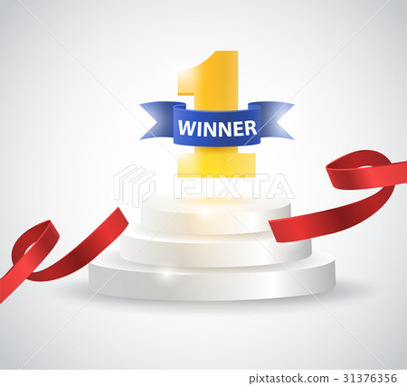 Winner background with red ribbon, on round - Stock Illustration ...