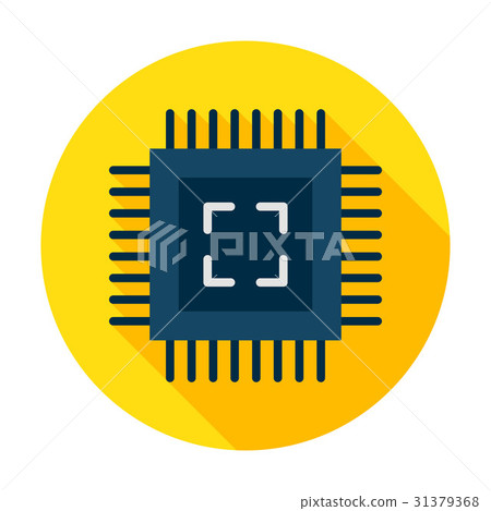 Computer Chip Flat Circle Icon - Stock Illustration [31379368] - PIXTA