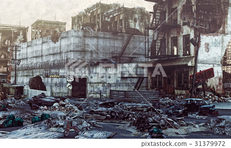 ruins of a city-插圖素材 [31379972] - PIXTA圖庫