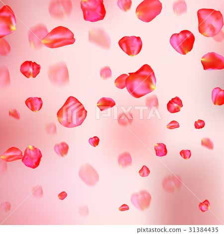 A lot of falling red rose petals on pink - Stock Illustration [31384435 ...