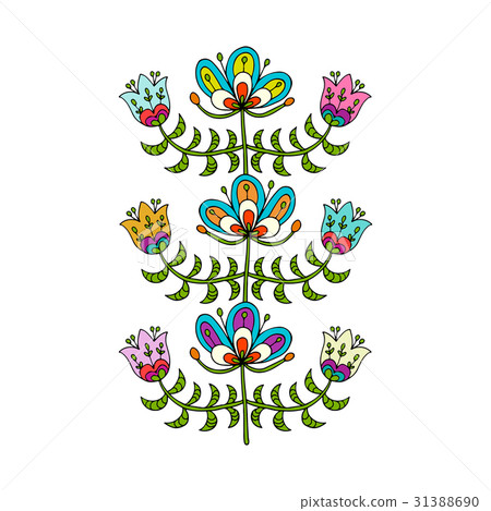 Scandinavian folk style flowers for your design - Stock Illustration ...