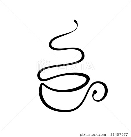 Vector cup of tea or coffee drawn by single - Stock Illustration ...