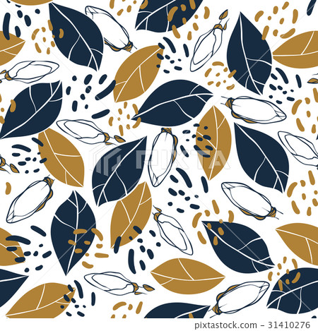 Vector seamless pattern with botanical elements - Stock Illustration ...