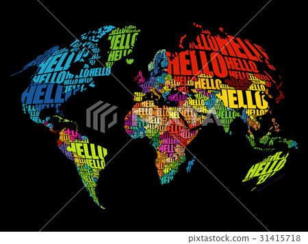 HELLO Word Cloud World Map - Stock Illustration [31415718] - PIXTA