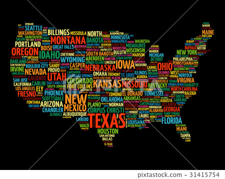 USA Map word cloud - Stock Illustration [31415754] - PIXTA