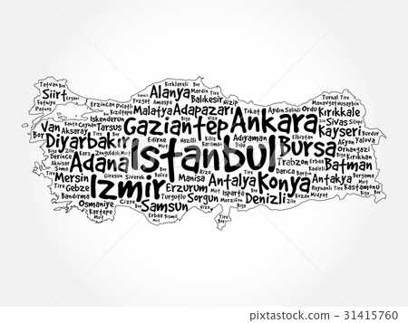 List of cities in Turkey word cloud map - Stock Illustration [31415760 ...
