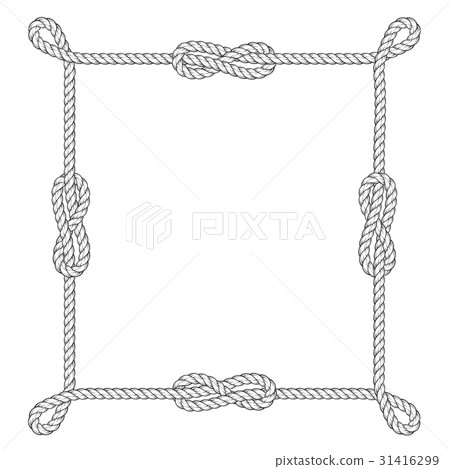 Square rope frame with knots and loops - Stock Illustration [31416299 ...