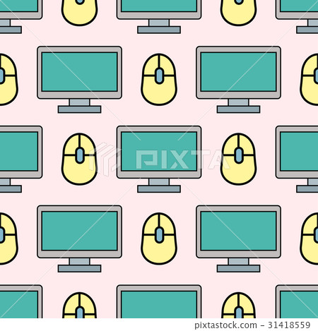 Computer monitor flat PC seamless pattern business - Stock Illustration ...