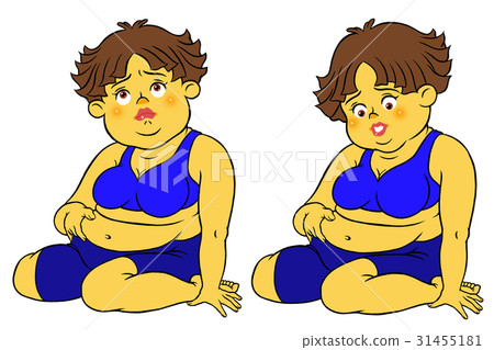 Dieting failing chubby lady - Stock Illustration [31455181] - PIXTA