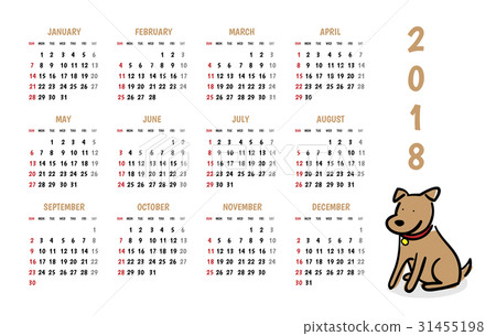 2018 new year vector calendar with doodle cartoon - Stock Illustration ...