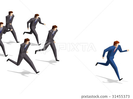 Businessman running at the top - Stock Illustration [31455373] - PIXTA