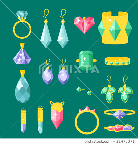 Vector jewelry items gold elegance gemstones - Stock Illustration ...