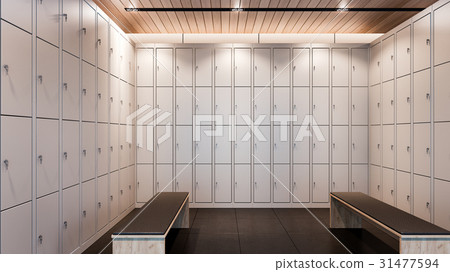 Luxury locker room in gym , 3d rendering - Stock Illustration [31477594 ...