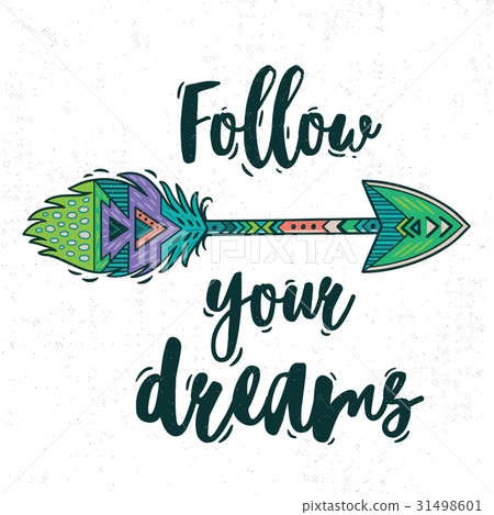 Motivational card with tribal ethnic arrow - Stock Illustration ...