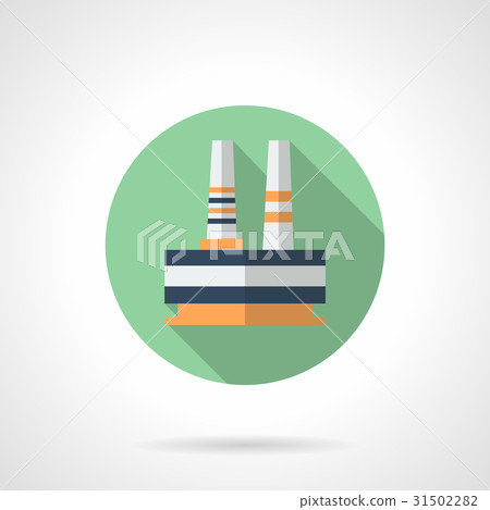 Steelworks plant flat round vector icon - Stock Illustration [31502282 ...