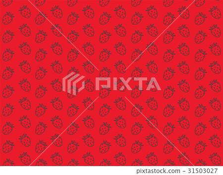 seamless strawberry pattern on red background. - Stock Illustration ...