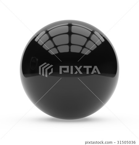 3d rendering black sphere on white background - Stock Illustration ...