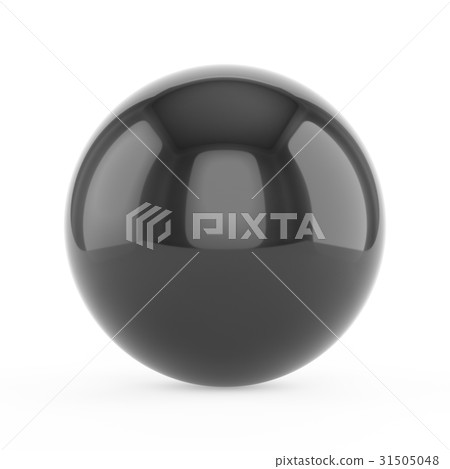 3d rendering black sphere on white background - Stock Illustration ...