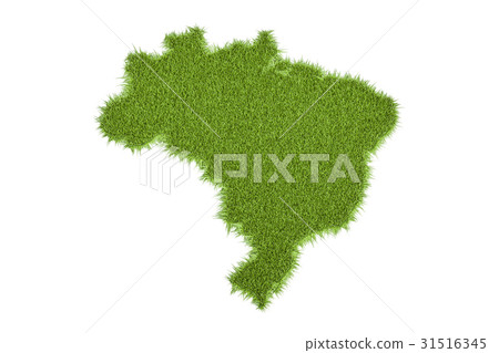 Brazilian map from green grass, 3D rendering-插圖素材 [31516345] - PIXTA圖庫