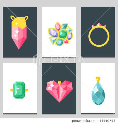 Vector jewelry items gold cards elegance gemstones - Stock Illustration ...