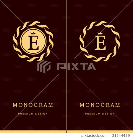 Monogram template logo. Calligraphic emblem sign E - Stock Illustration ...