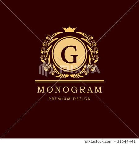 Monogram template logo. Calligraphic emblem sign G - Stock Illustration ...