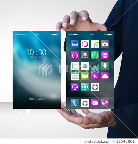 Man showing app icons - Stock Illustration [31545861] - PIXTA