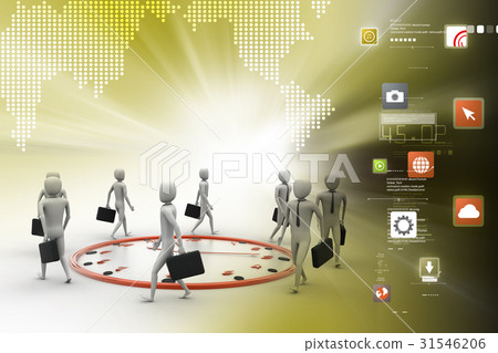 Business man walk around the clock - Stock Illustration [31546206] - PIXTA