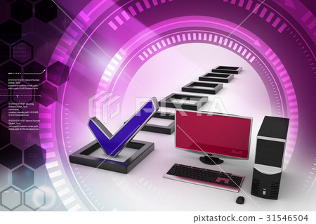 personal computer with a check mark - Stock Illustration [31546504] - PIXTA