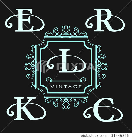 Monogram template logo. Calligraphic emblem letter - Stock Illustration ...