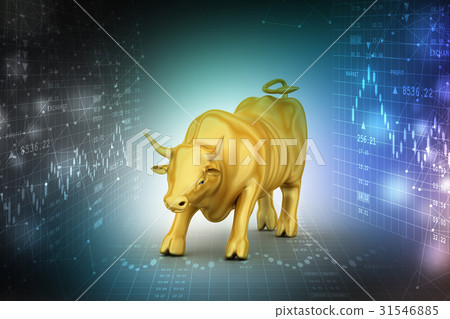 Rising golden business bull - Stock Illustration [31546885] - PIXTA