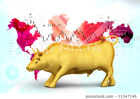 Rising golden business bull - Stock Illustration [31547146] - PIXTA