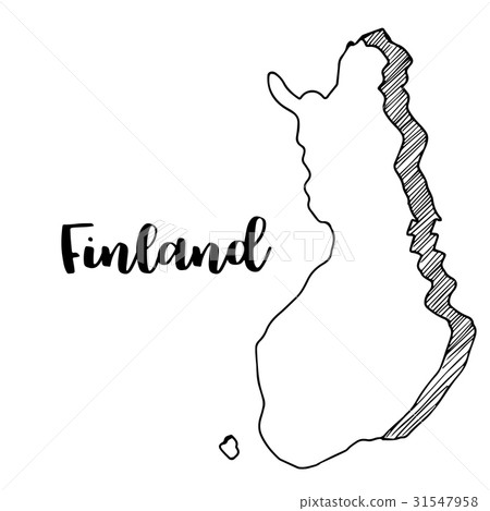 Hand drawn of Finland map, vector illustration - Stock Illustration ...