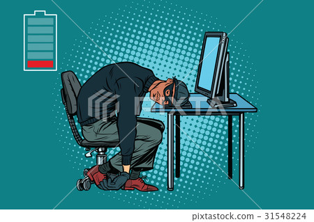 Sleeping African hacker at the computer - Stock Illustration [31548224 ...