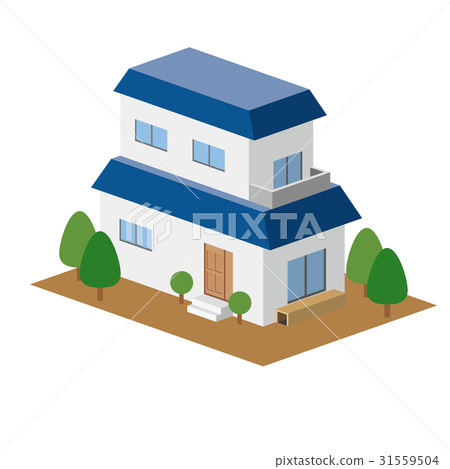 3D building three-storey 3 - Stock Illustration [31559504] - PIXTA