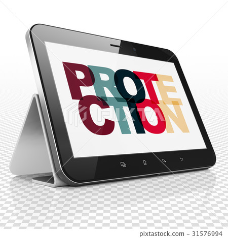 Safety concept: Tablet Computer with Protection on - Stock Illustration ...