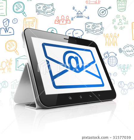 Business concept: Tablet Computer with Email on - Stock Illustration ...