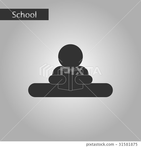 black and white style icon of man reading book - Stock Illustration ...
