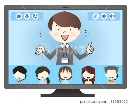 Video conference (male moderator) - Stock Illustration [31585932] - PIXTA